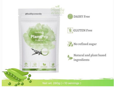 PlantPro Protein Powder (Unflavored) Pea Isolate 280g Herbilogy – Alive ...